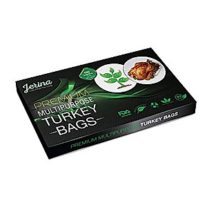 Jerina Turkey Bag Oven Bags-Bulk(100 Counts): Food Safe Multipurpose Turkey Bags / Home and Garden Bags for Cooking, Freezing, Preserving, Harvesting - Large 19” x 23.5” Turkey Size Nylon Bags - Clear