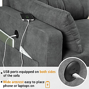 DIFYHOMEY U Shaped Modular Sectional Couches with USB Ports, Oversized 125” Velvet Anti-Scratches Fabric Sectional Sofa Set with Ottoman, Lumbar Pillows for Living Room, Office