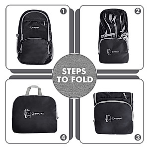 ZOMAKE Lightweight Packable Backpack 30L - Foldable Hiking Backpacks Water Resistant Compact Folding Daypack for Travel(Black)