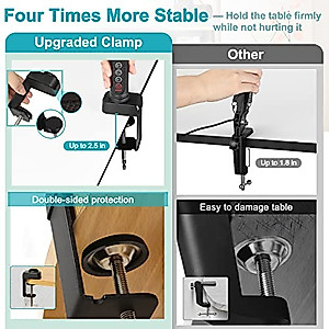 TOMSOO 5X Magnifying Glass with Light and Clamp, 5 Color Modes Stepless Dimmable Lighted Magnifier with Stand, Flexible Gooseneck LED Desk Lamp Hands Free for Craft Reading Painting Hobby Close Work
