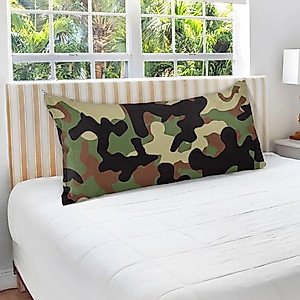 ALAZA Green Camo Woodland Camouflage Plush Pillow Cases Standard Size Pillow Cover Soft & Warm Zippered Bed Pillowcase, 20 x 26 inch