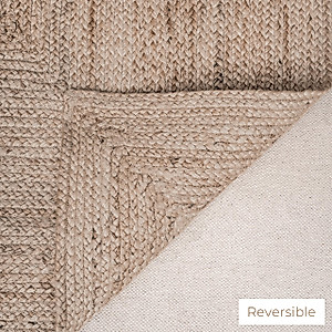 RAJRANG Large Jute Rug 8'x 10' - Natural Handwoven Reversible Braided Rectangle Area Rugs