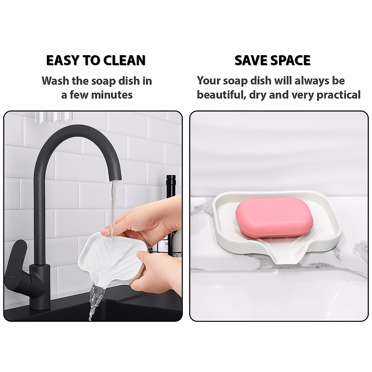 Silicone Soap Dish & Kitchen soap Tray - Self draining soap Dish, Soap Dish Shower | Silicone soap Holder | Soap Holder for Kitchen Sink | Small soap Dish - Durable Rubber Soap Dish with Drainage