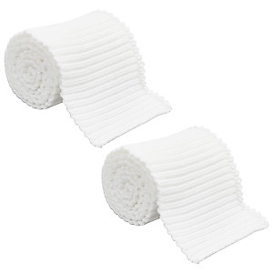 BENECREAT 2Pcs Knitted Rib Fabric Cuffs Replacement, 29.5x3inch Tubular Rib Knit Fabric for Waistband Wear Cotton Padded Jacket Sportswear Cuffs Extension, 3.5mm Thick White