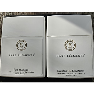 Rare Elements Pure Shampoo & Essential Lite Conditioner Set with Gute Carrying Bag (Three Piece Bundle) 8 oz per unit