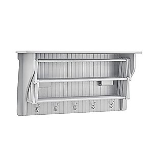 Danya B Accordion Clothes Drying Rack, Retractable, Wall Mounted Towel Rack and Hooks for Clothes and Towels for use in Laundry Room or Garage (White)