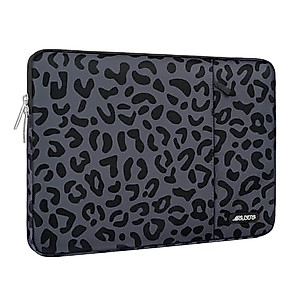 MOSISO Laptop Sleeve Case Compatible with MacBook Air/Pro, 13-13.3 inch Notebook, Compatible with MacBook Pro 14 inch 2023-2021 A2779 M2 A2442 M1, Leopard Grain Polyester Vertical Bag with Pocket