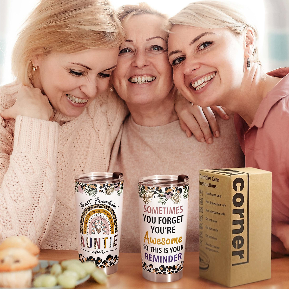 Macorner Aunt Gifts Tumbler - Stainless Steel Tumbler 20oz - Best Auntie Ever Gifts for Women - Birthday Christmas Gift Ideas for Aunt from Niece or Nephew - New Aunt - Aunt Birthday - Aunt To Be