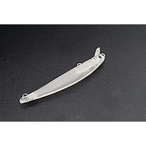 10pcs Fishing Unpainted Minnowbait Blank Hard Clear Lure Body 68mm 2.16g Topwater Freshwater Crankbait Artifical Bait with Free Eye LQG27