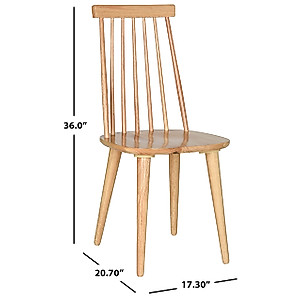 Safavieh American Homes Collection Burris Country Farmhouse Natural Spindle Side Chair, Wood (Set of 2)