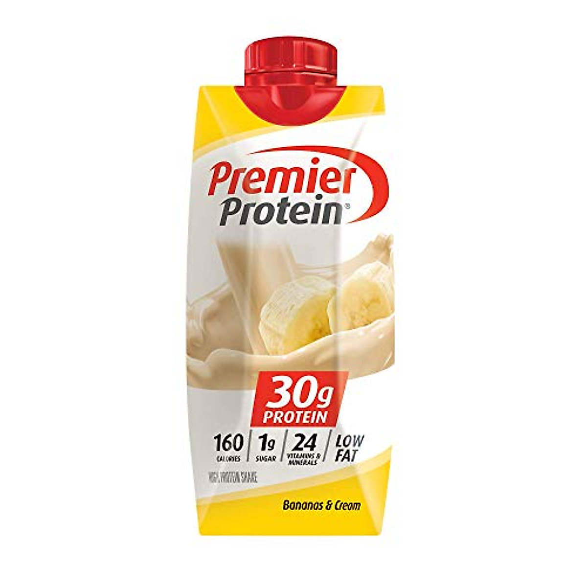 Premier Protein, 30g Shakes Bananas and Cream, 44 Fl Oz, Pack of 4