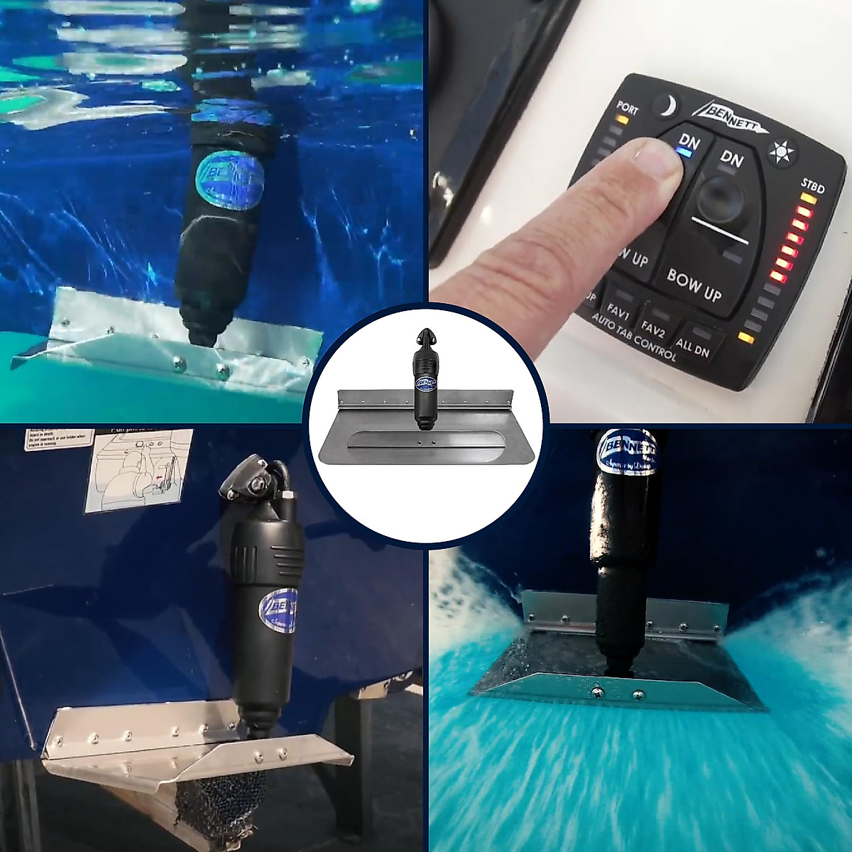 Bennett Bolt Electric Trim Tab System 24" x 12", Includes Integrated Helm Control, Actuators, Wires Harnesses and Mounting Hardware, Complete Kit BOLT2412, 12V DC - FO4585