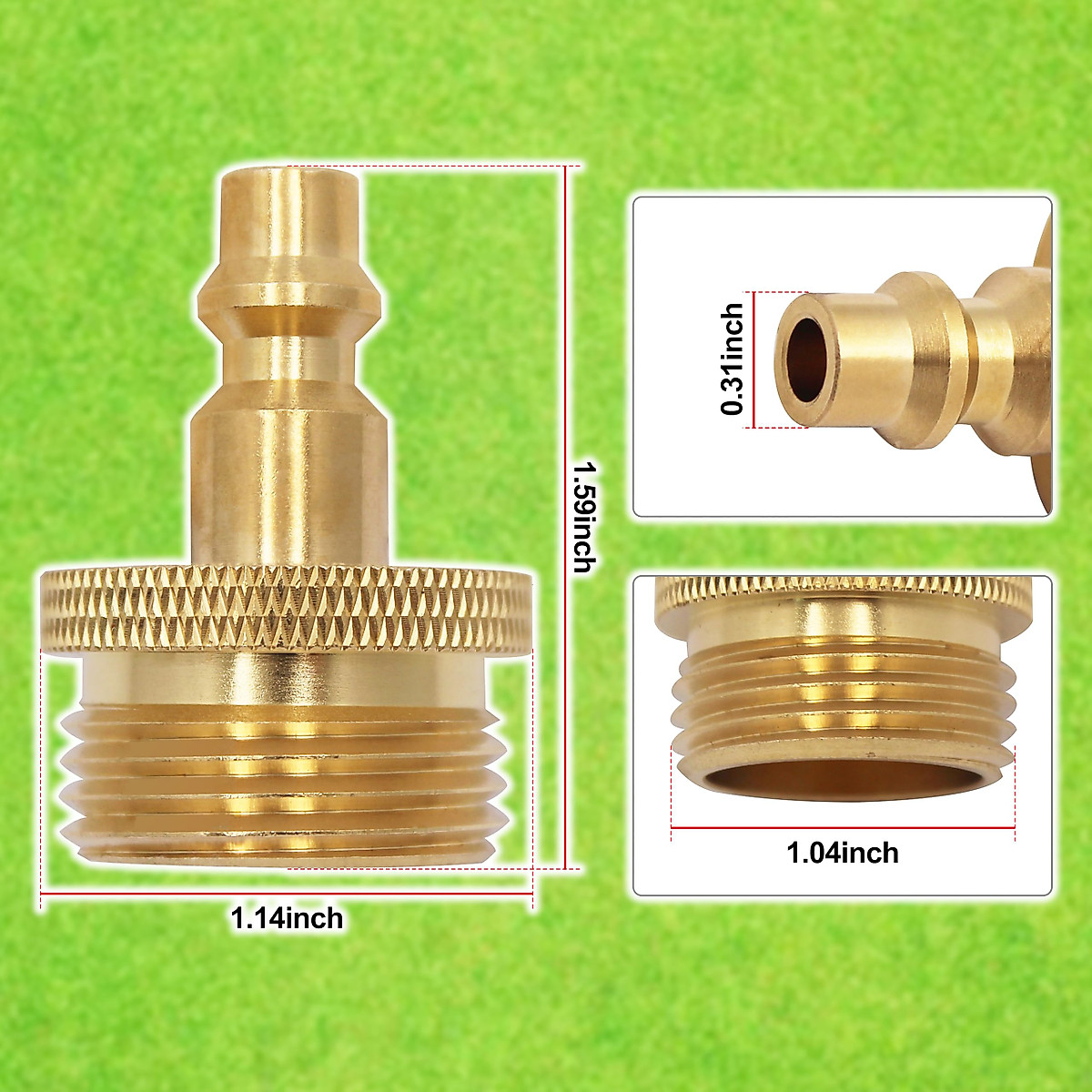 iFJF Water Pipe Quick Connect Plug Adapter for RV, Boat, Motorhome and Travel Trailer Garden Hose Faucet Fitting, Brass