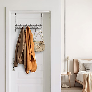 DecoBros Supreme Over The Door 11 Hook Organizer Rack, Chrome Finish