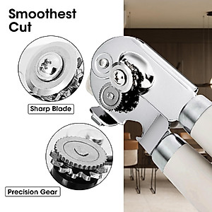 Can Opener Manual, Can Opener with Magnet, Hand Can Opener with Sharp Blade Smooth Edge, Handheld Can Openers with Big Effort-Saving Knob, Can Opener with Multifunctional Bottles Opener, Beige