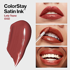 REVLON Liquid Lipstick, Lip Makeup, ColorStay Satin Ink, Longwear Rich Lip Colors, Formulated with Black Currant Seed Oil, 032 Lady Topaz, 0.17 Fl Oz