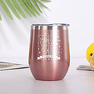 Joyloce Pisces Zodiac Wine Tumbler 12 oz, Zodiac Pisces Gifts for Women Girls Coffee Mug, Pisces January February Birthday Gifts for Women, Constellation Horoscope Gift Astrology Gifts Stemless Cup