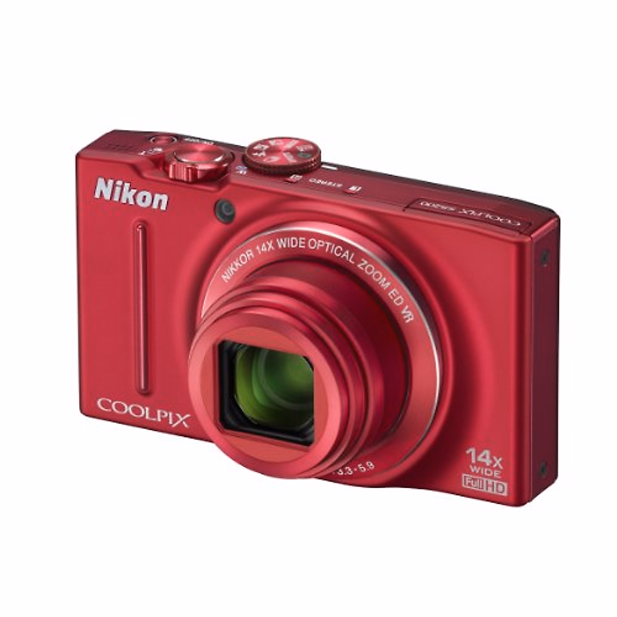 Nikon COOLPIX S8200 16.1 MP CMOS Digital Camera with 14x Optical Zoom NIKKOR ED Glass Lens and Full HD 1080p Video (Red)