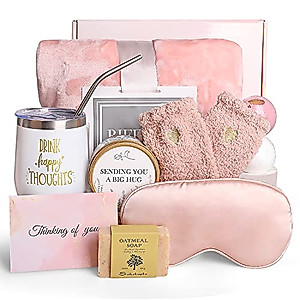 Self Care Gifts for Women, Thinking of You Unique Birthday Gifts, Get Well Soon Care Package with Luxury Flannel Blanket, Christmas Relaxing Spa Gift Box Basket for Her Sister Best Friends Mom