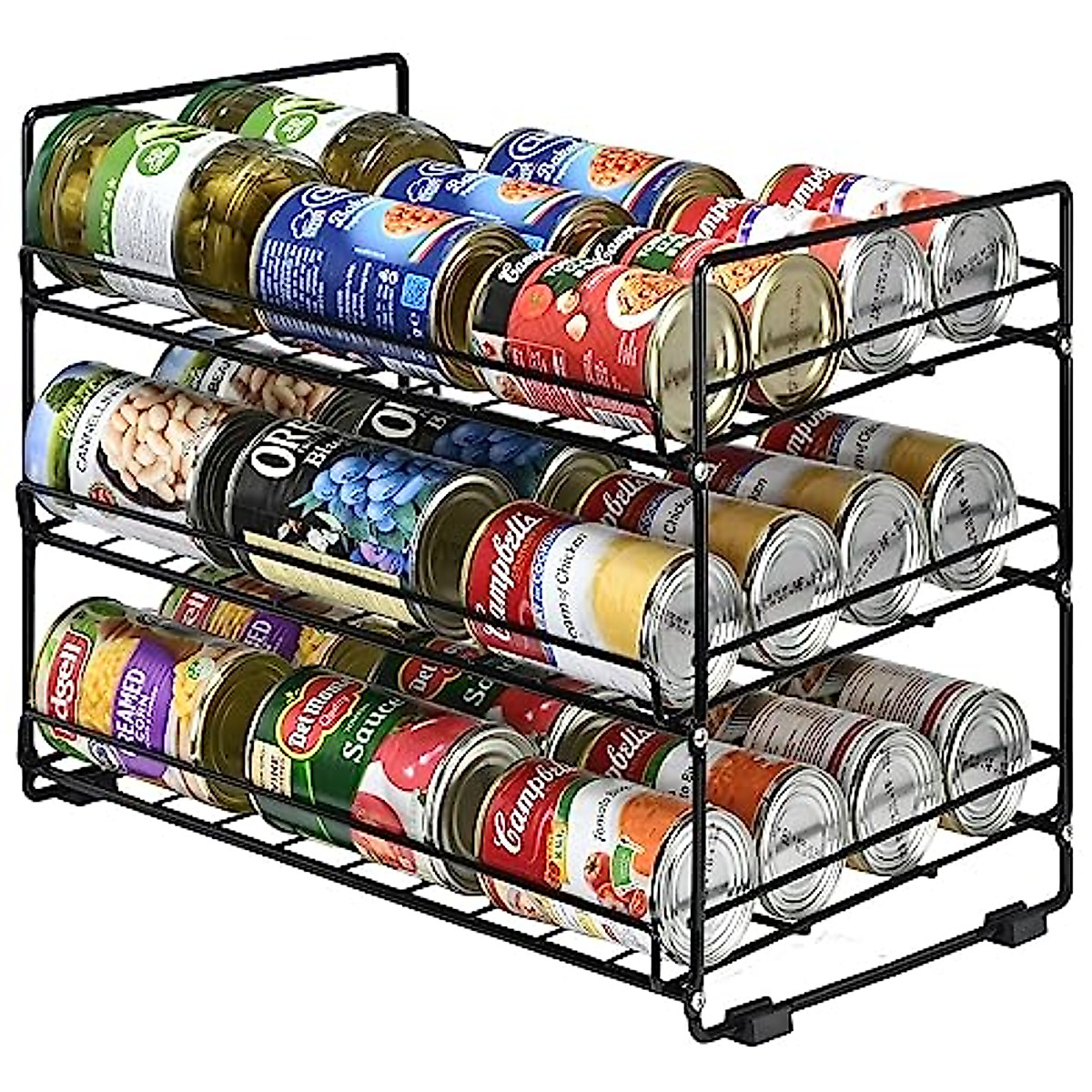 SUFAUY Can Rack Organizer, Can Storage Dispenser Holds up to 72 Cans for Kitchen Cabinet or Pantry, Black