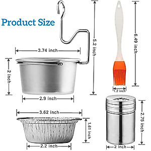 SURWUKA Grease Tray for Gas Grill, Grease Cup with Clip for Char-Broil/Kenmore Grills and Other Char Griller, Grease Bucket with Disposable Foil Liners, BBQ Brush and Spice Jars Set (18 Pack)