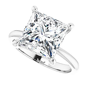 10K Solid White Gold Handmade Engagement Rings, 4 CT Princess Cut Moissanite Diamond Solitaire Wedding/Bridal Rings for Women/Her, Minimalist Anniversary Ring Gifts (8.5)
