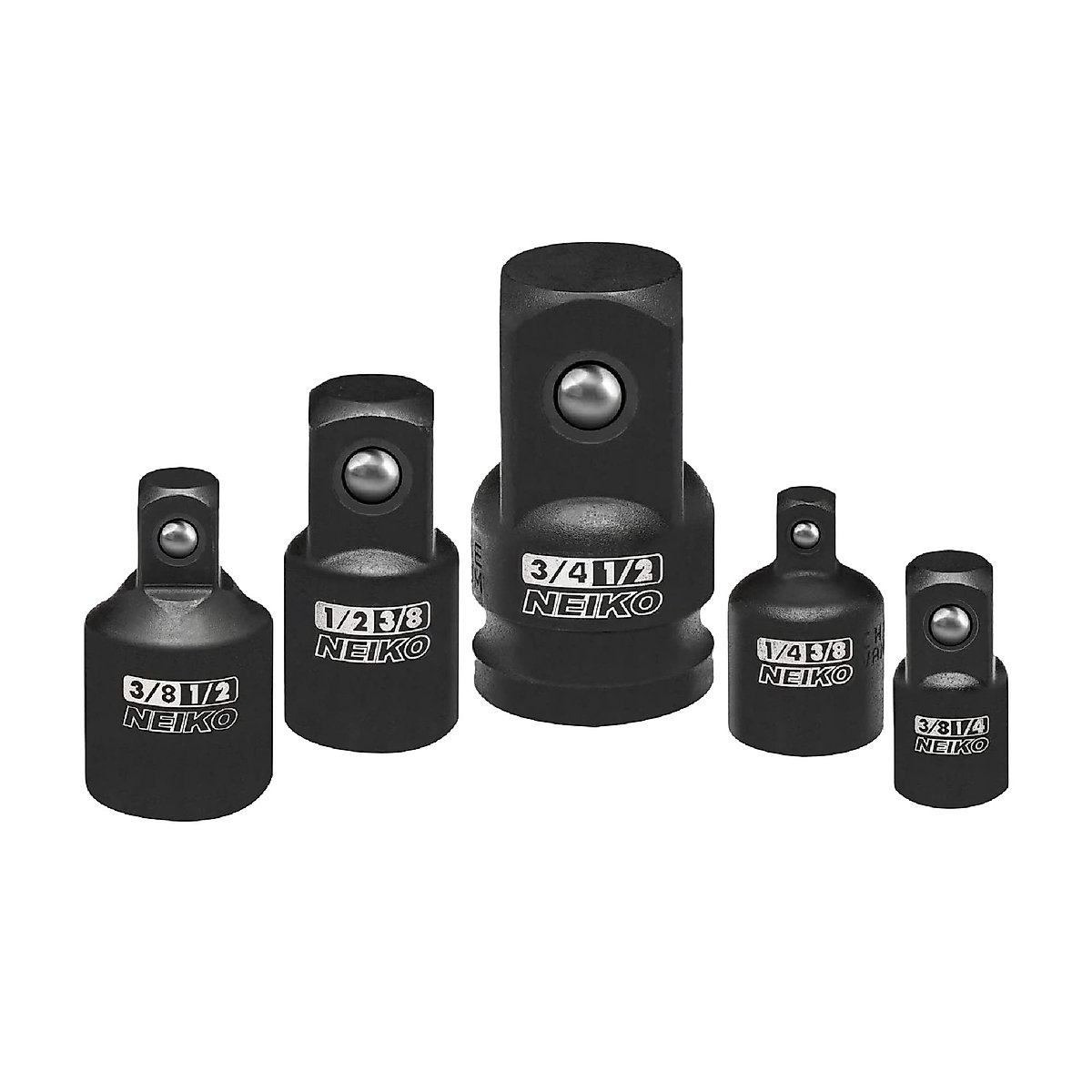 NEIKO 30249A 5 Piece Impact Socket Adapter Set, Standard SAE , 1/4, 3/8, 1/2" Cr-V Steel Impact Driver & Wrench Conversion Kit Socket Reducer, Locking Socket Adapter Set
