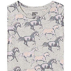 Amazon Essentials Girls' Short-Sleeve and Sleeveless Tunic Tops (Previously Spotted Zebra), Pack of 3, Black/Grey Horses/Pink, Medium