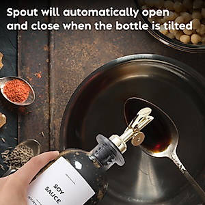 Spaceneat Olive Oil Dispenser Bottle for Kitchen, Coffee Syrup Dispenser - Elegant & Classy Olive Oil Bottles for Kitchen - Glass Cooking Oil Dispenser, Container, Cruet with Pourer Spout - 2pcs, Gold