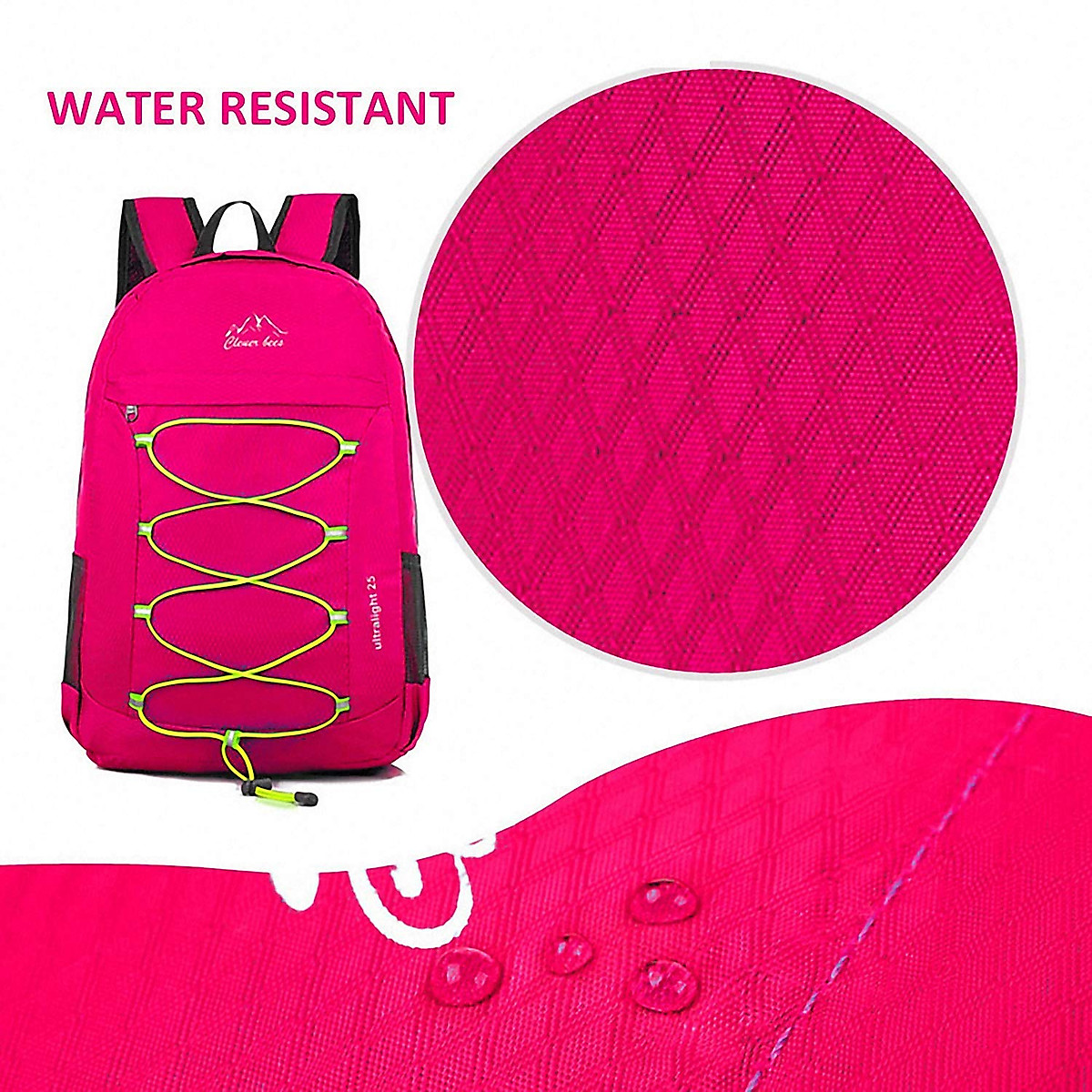 CLEVER BEES Outdoor Water Resistant Hiking Backpack, Fuchsia