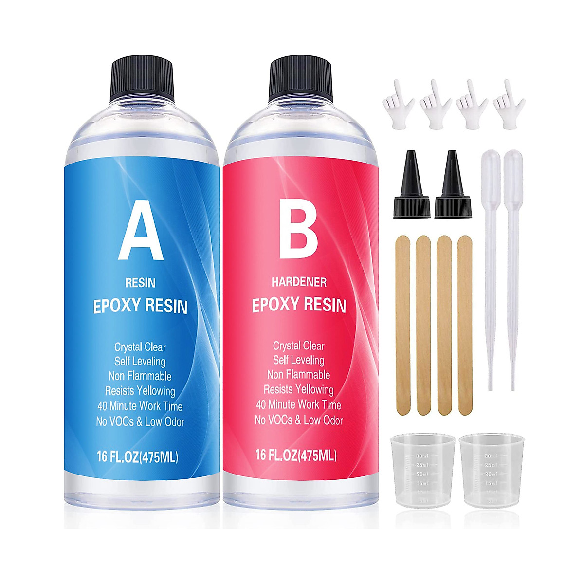 Hyliter Epoxy Resin Kit, Upgraded 32OZ Clear Resin Epoxy Food Safe BPA Free Easy Mix 1:1 Casting & Coating for DIY Molds, Wood, Jewelry, Table Tops, Bar Top, Arts and Crafts Supplies