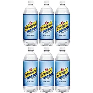 Schweppes Club Soda, 33.8 Oz Bottle (Pack of 6, Total of 202.8 Oz)
