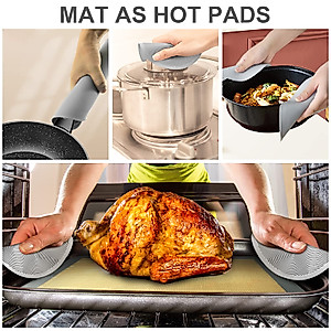 4PCS KooMall Silicone Trivets for Hot Dishes Pots and Pans 8'', 572°F Heat Resistant Pot Holders, Hot Pads for Kitchen Countertop, Hot Plates Mat to Protect Quartz Table, Versatile Microwave Mat, Gray