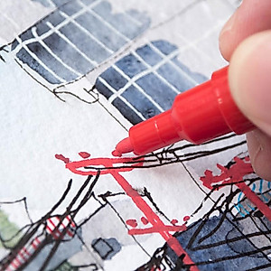 Posca Full Set of 8 Acrylic Paint Pens with Reversible Fine Point Pen Tips, Paint Markers for Rock Painting, Fabric, Glass / Metal Paint, and Graffiti