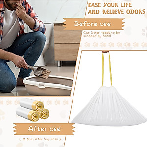 Paterr Cat Litter Box Liners Bags with Drawstring Waste Drawer Liners Cat Litter Bags 9-11 Gallons Replacement Bags for Kitten Pan Tray Waste, 27" x 17"(60 Pcs)