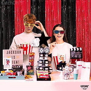 KatchOn, Red and Black Fringe Curtain - Pack of 2 XtraLarge, 8x6.4 Feet | Red and Black Backdrop Curtain for Red and Black Party Decorations | Sneaker Ball Decorations | Casino Theme Party Decorations