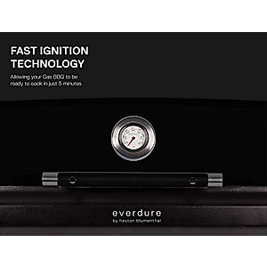 Everdure FURNACE 3-Burner Gas Grill, Liquid Propane Portable BBQ Grill with Die-Cast Aluminum Body and Fast-Ignition Technology, 466 Square Inches of Grilling Surface, Adjustable Height, Matte Black