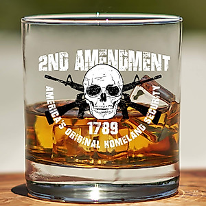 Lucky Shot 2ND Americas Original Homeland Security | Borosilicate Rock Glass | Thick Bottom Old Fashioned Whiskey Glasses for Men | 11 oz Scotch Glasses Premium Whiskey Gifts (Color)