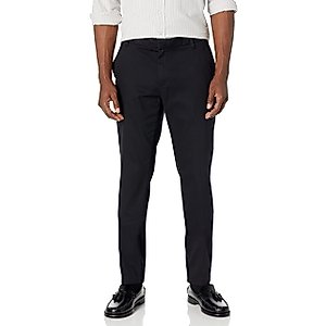 Amazon Essentials Men's Slim-Fit Wrinkle-Resistant Flat-Front Stretch Chino Pant, Black, 38W x 32L