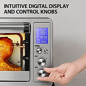 TOSHIBA AC25CEW-SS Large 6-Slice Convection Toaster Oven Countertop, 10-In-One with Toast, Pizza and Rotisserie, 1500W, Stainless Steel, Includes 6 Accessories