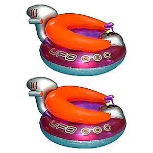 Swimline 9078 Inflatable UFO Lounge Chair Swimming Pool Float with Built-in Squirt Gun and Backrest for Adults and Kids Ages 4 Years and Up (2 Pack)
