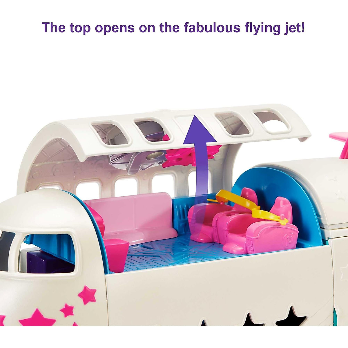Polly Pocket Travel Toy Playset with 3-inch Doll & Accessories, Transforming Fabulous Flying Jet Airplane Toy