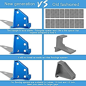 NAACOO Flooring Spacers, 1/4'' Gap & 1/2'' Gap, (20 Pack) Laminate Wood Flooring Tools - Compatible Install Any Laminate Flooring, Vinyl Plank, Engineered Hardwood, Bamboo, LVT, Subfloor Panels.