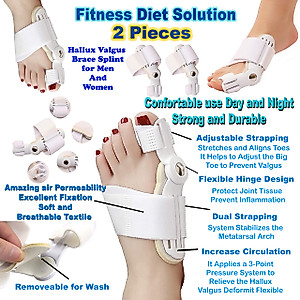 Bunion Corrector and Hallux Valgus Pain Relief Kit | Orthopedic Big Toe Straightener | Adjustable Splint Protective Sleeves | Toe Separator Spacer, Splint Correction Aid for Women,Men - 11 Pack