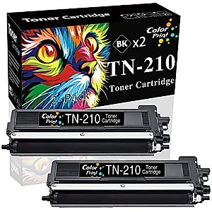 2-Pack ColorPrint Compatible TN210 Toner Cartridge Replacement for TN-210 TN-210BK TN210BK Work with HL-3075CW HL-3070CW HL-3040CN HL-3045CN MFC-9325CW MFC-9320CW MFC-9120CN Printer (Black)