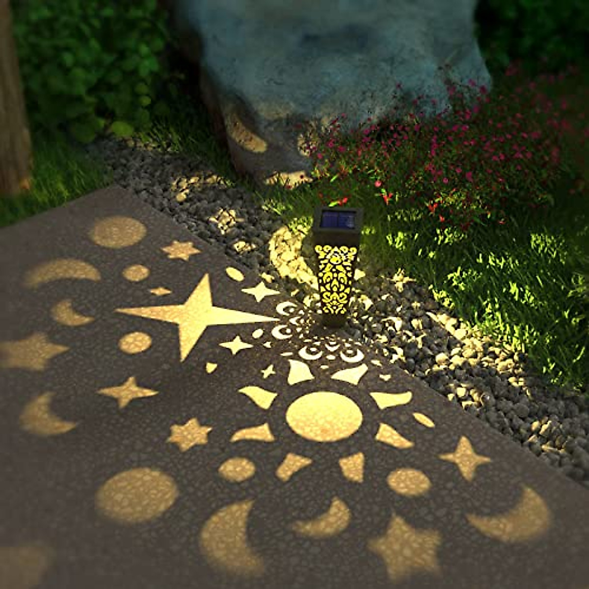 EKQ 8 Pack Small Solar Garden Lights Outdoor Waterproof Decorative Solar Pathway Landscape Lights for Patio Yard Path Backyard Walkway Sidewalk Driveway Decor (8 Pack, Black)