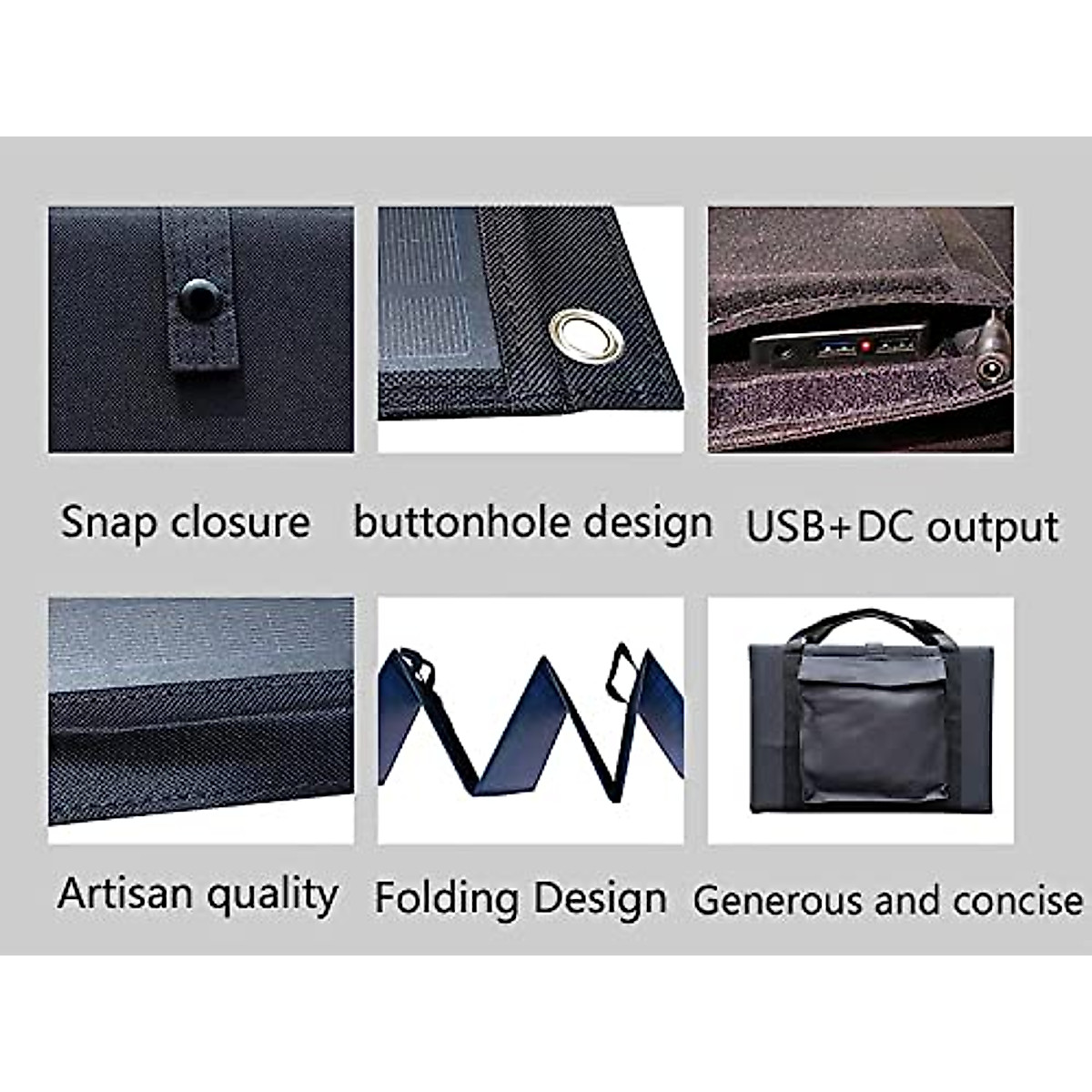 Solar Panels 60W Portable Solar Charger Foldable Solar Panel with USB Dc Port Waterproof for Travel Camping Garden USB Devices