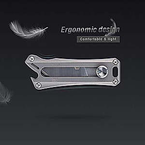 RovyVon V20 EDC Pocket Tool, Titanium Body, Utility Blade, Mini Keychain for Bottle Open/Box Cutter/Key Carabiner, for Gift