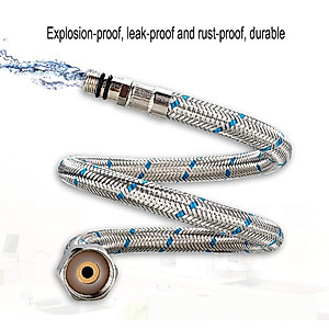 24-Inch Long Faucet Connector Braided Stainless Steel Supply Hose 1/2-Inch Female Compression Thread x M10 Male Connector, x 2 Pcs (1 Pair)