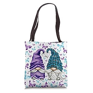 Trendy Spring Gnome For Purple Awareness With Cute Butterfly Tote Bag